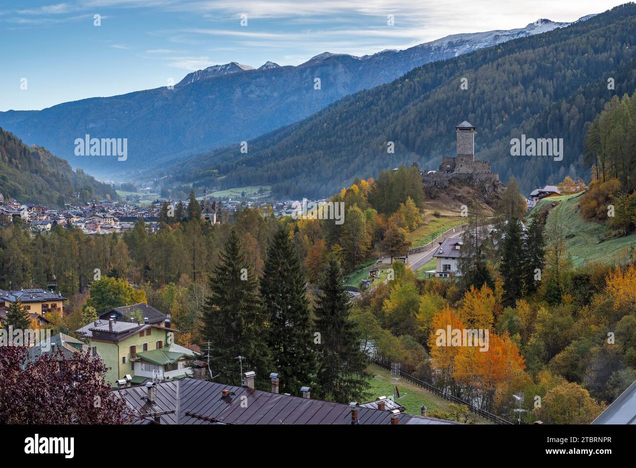 View from Ossana castle in Sun valley, Europe, Italy, Trentino South ...