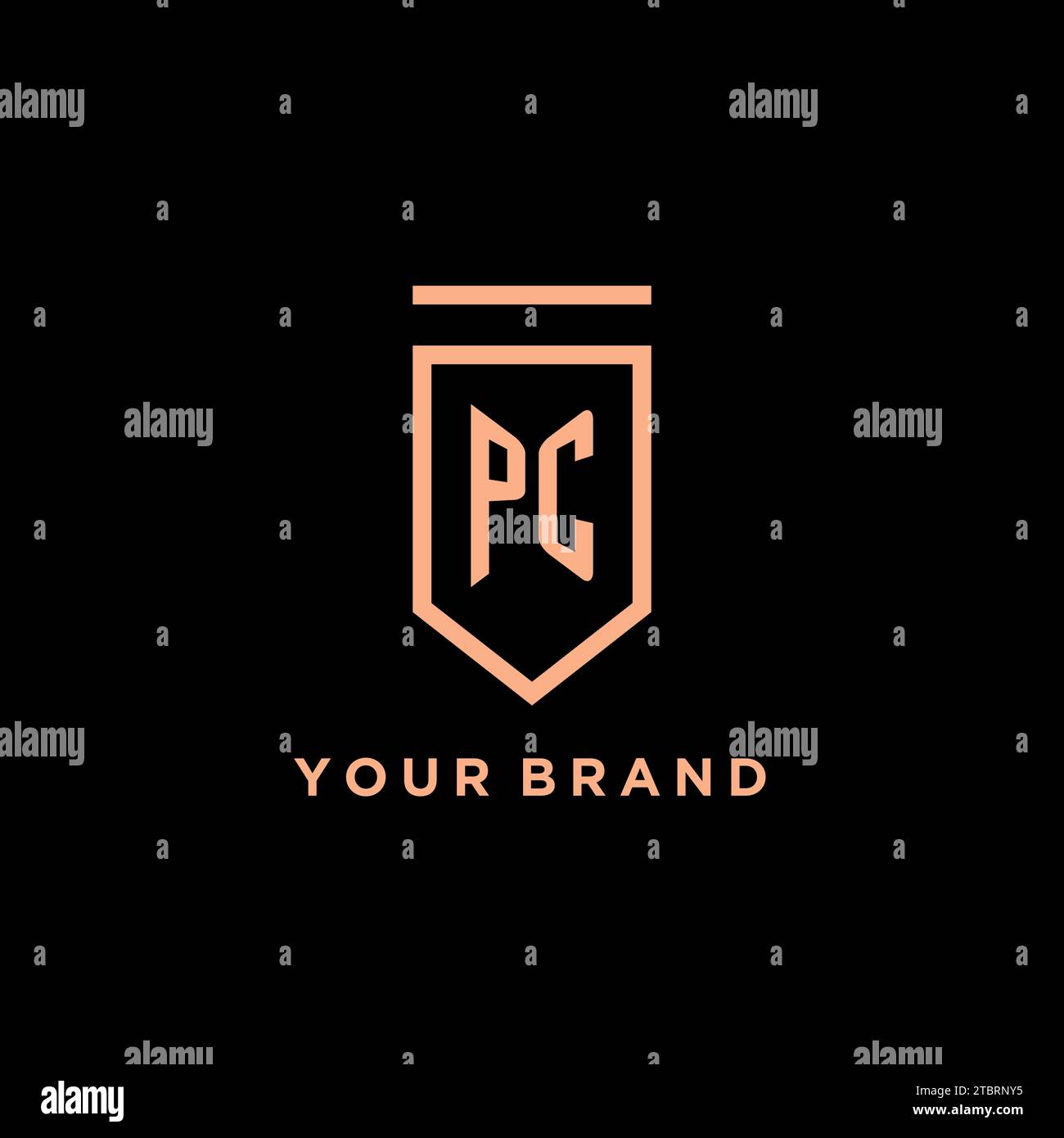PC monogram initial with shield logo design icon vector graphic Stock ...