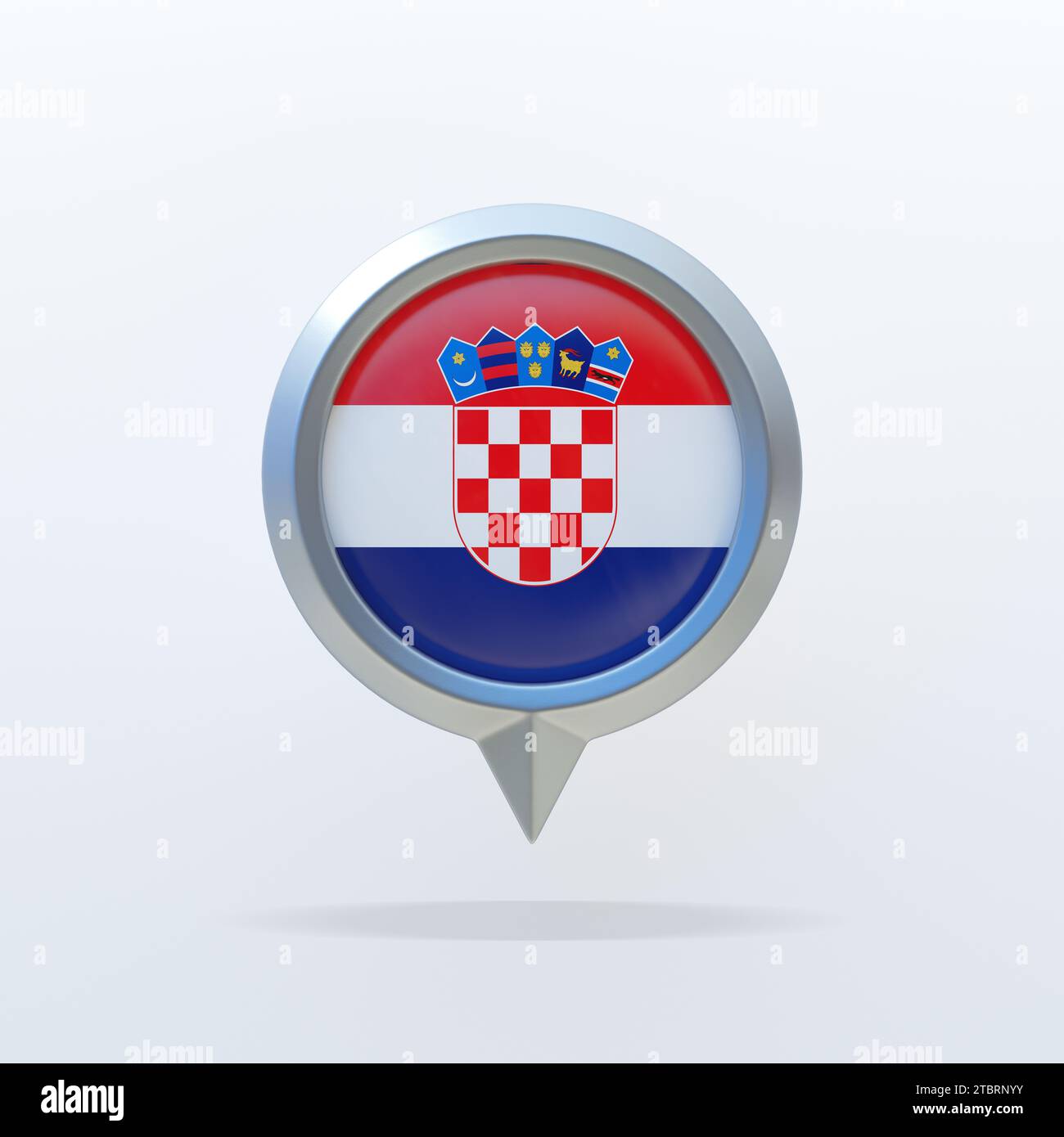 Metal icon of the national flag of Croatia with a location indicator ...