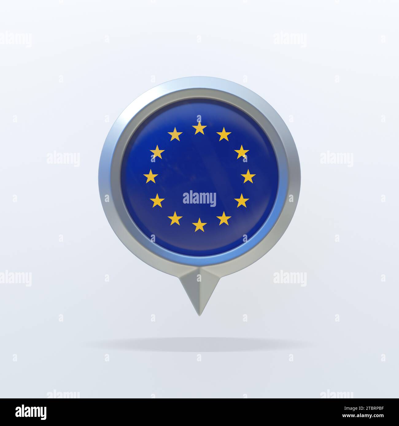 Metal icon of the national flag of European Union with a location ...