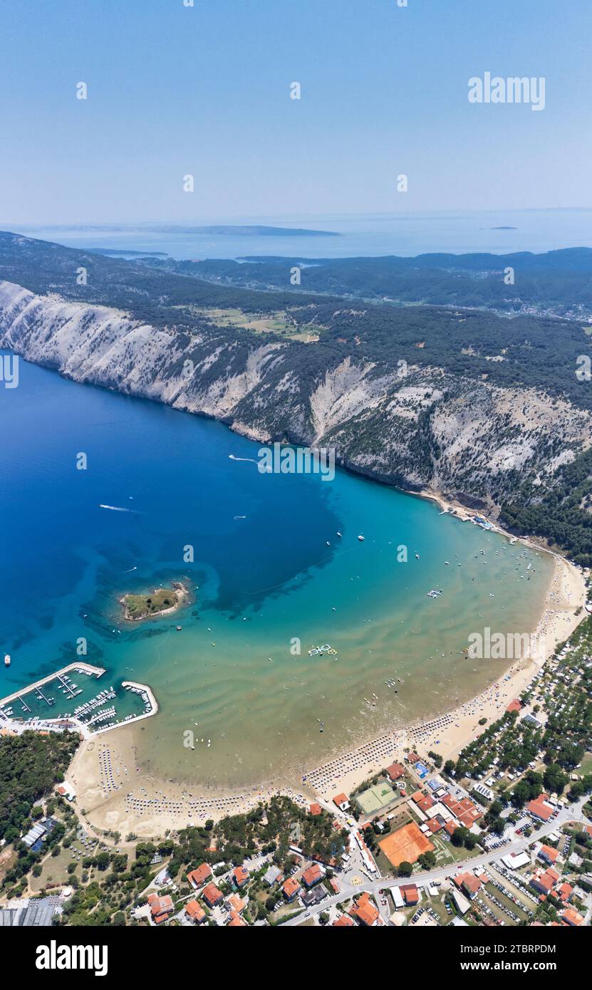 Croatia, island of Rab, aerial view on the Rajska plaza (Paradise beach ...