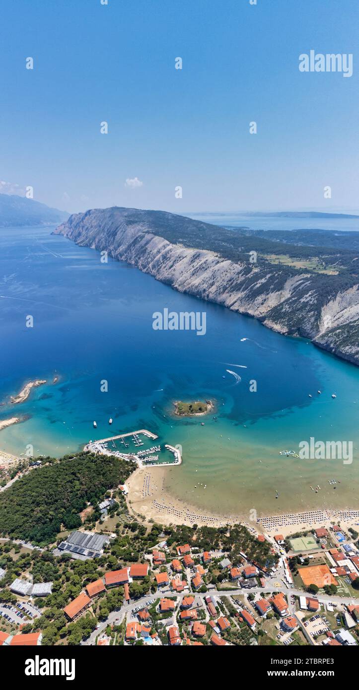Croatia, island of Rab, aerial view on the Rajska plaza (Paradise beach ...