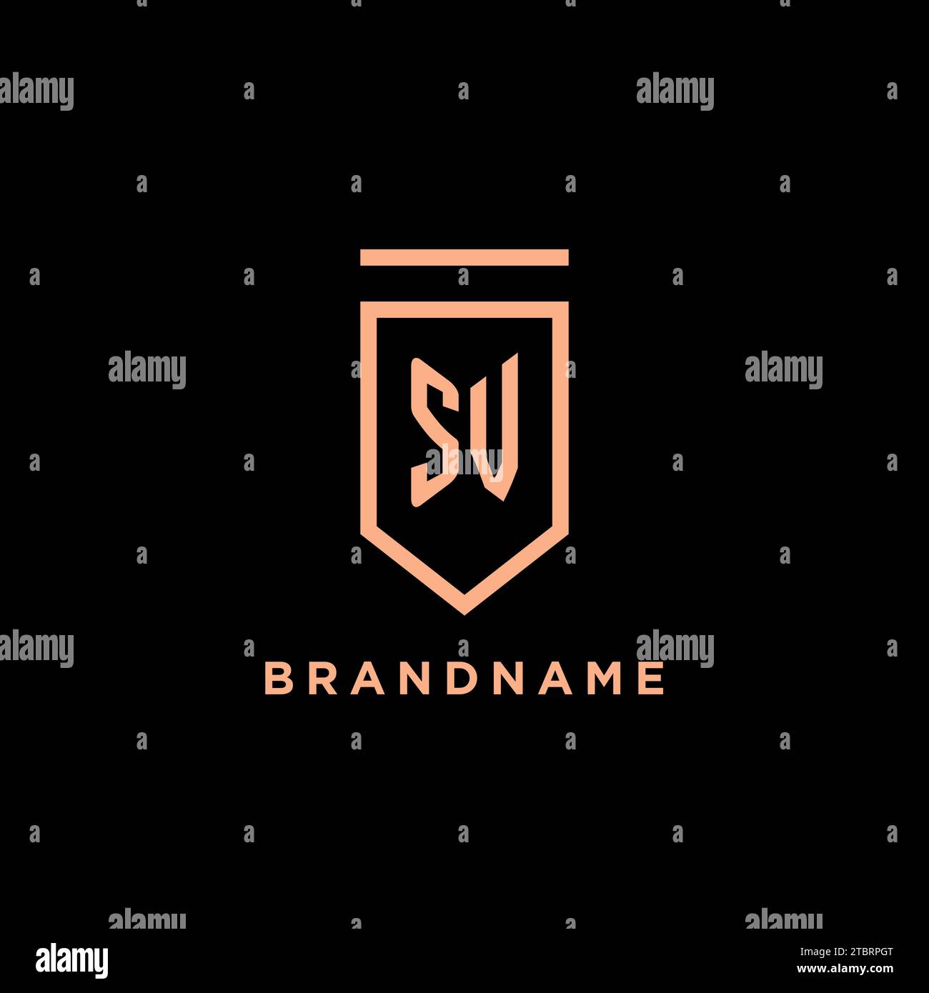 SV monogram initial with shield logo design icon vector graphic Stock ...