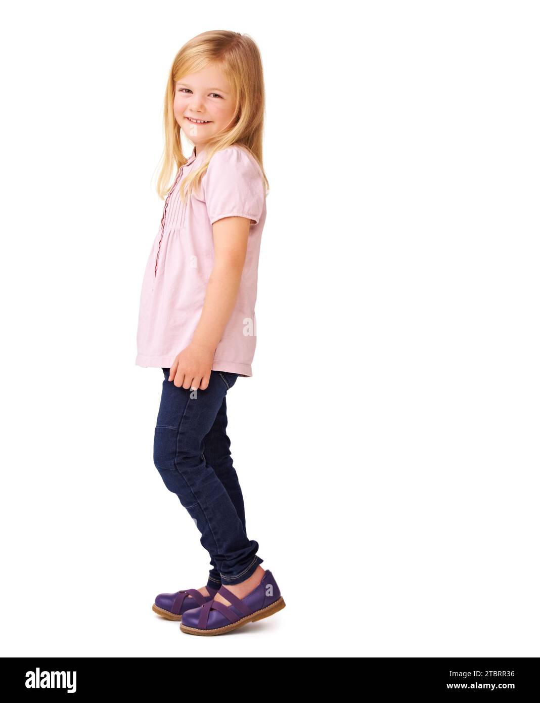 Fashion, smile and portrait of child in studio with stylish, cool and ...