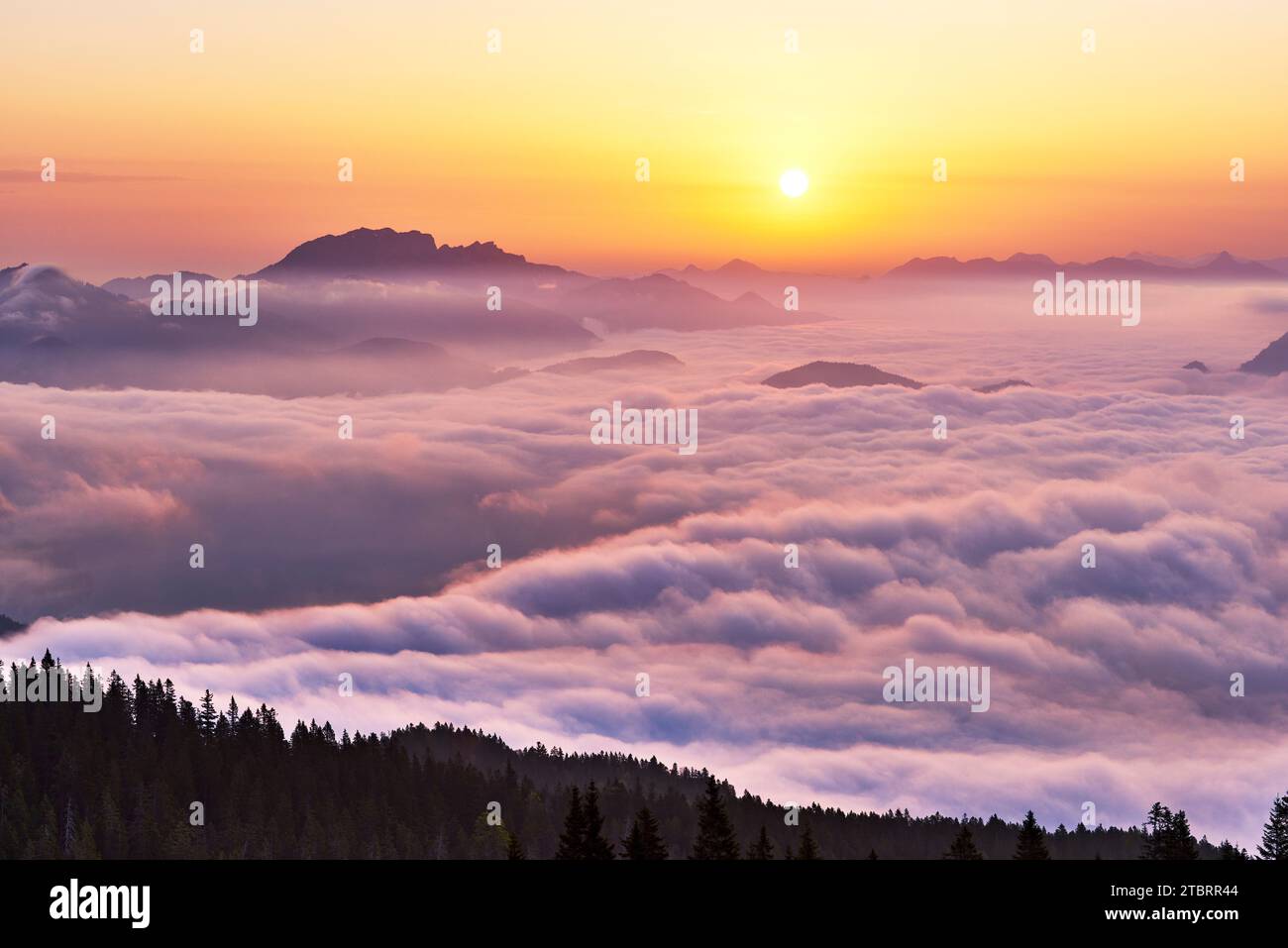 Sunrise fog over mountain hi-res stock photography and images - Alamy