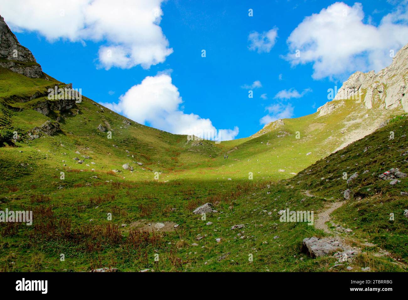 View from the Tortal to the Torscharte (1815m) to the right to the ...