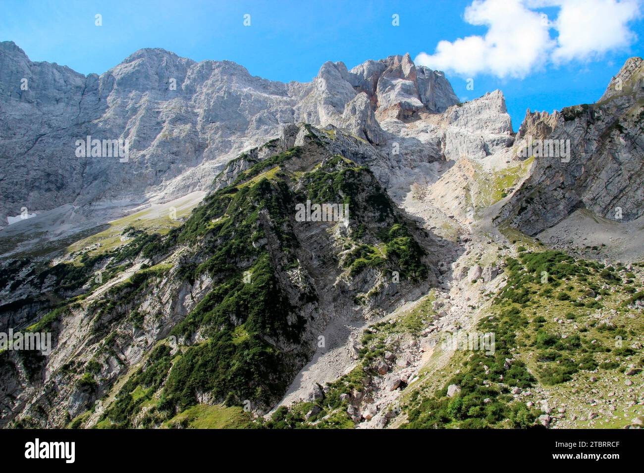 View to the Grabenkarspitze 2471m, to the right of it the eastern ...
