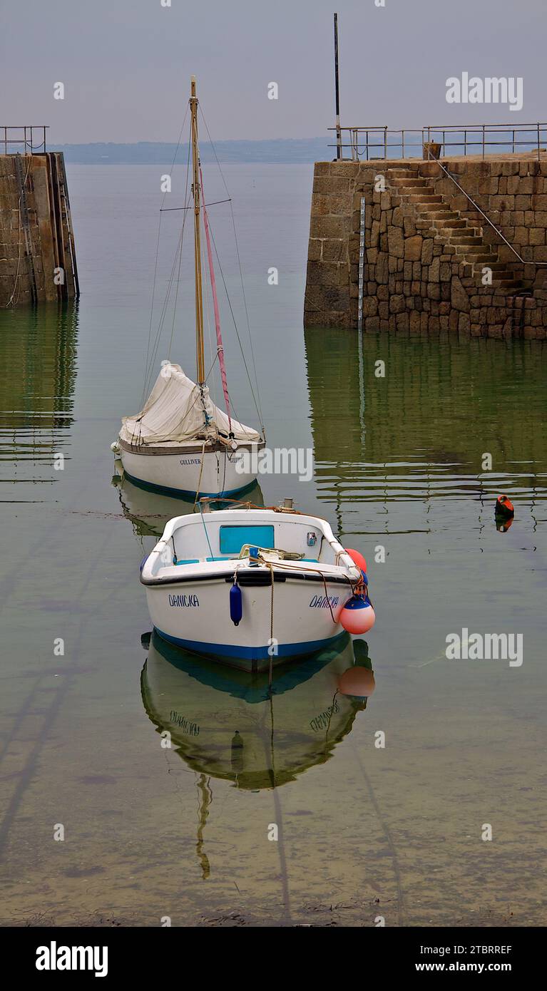 Boats in Harbour, Cornwall Stock Photo - Alamy