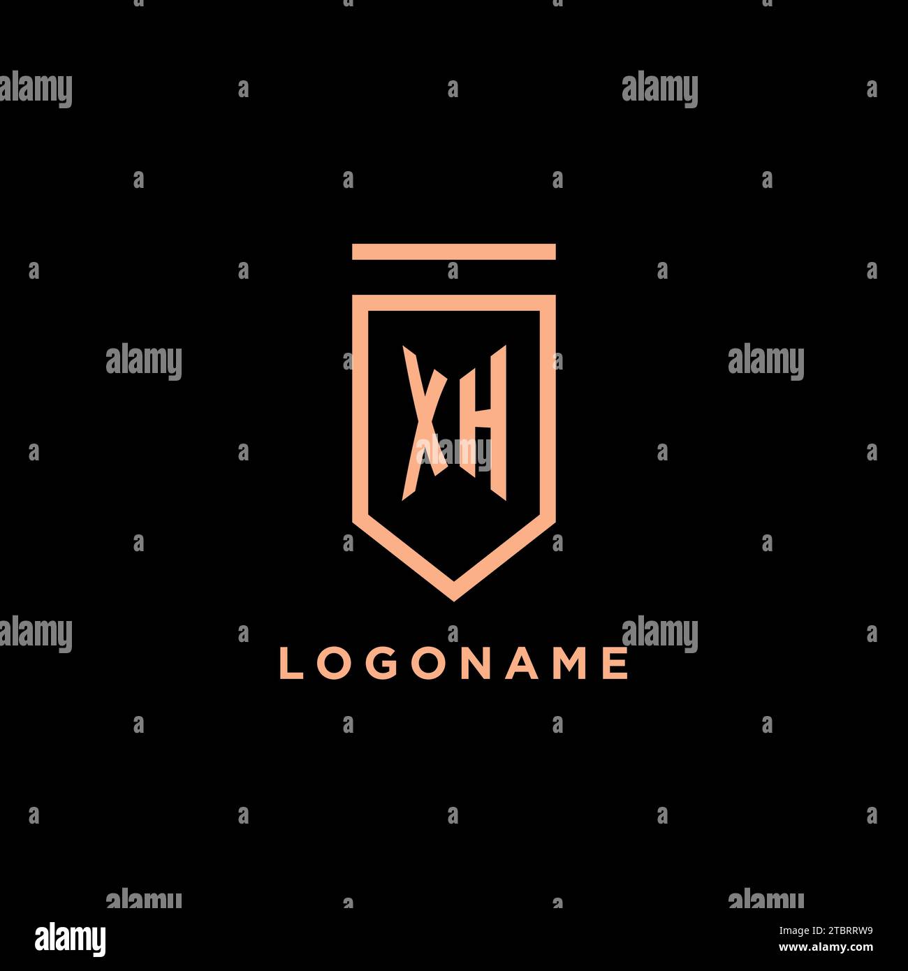 XH monogram initial with shield logo design icon vector graphic Stock ...