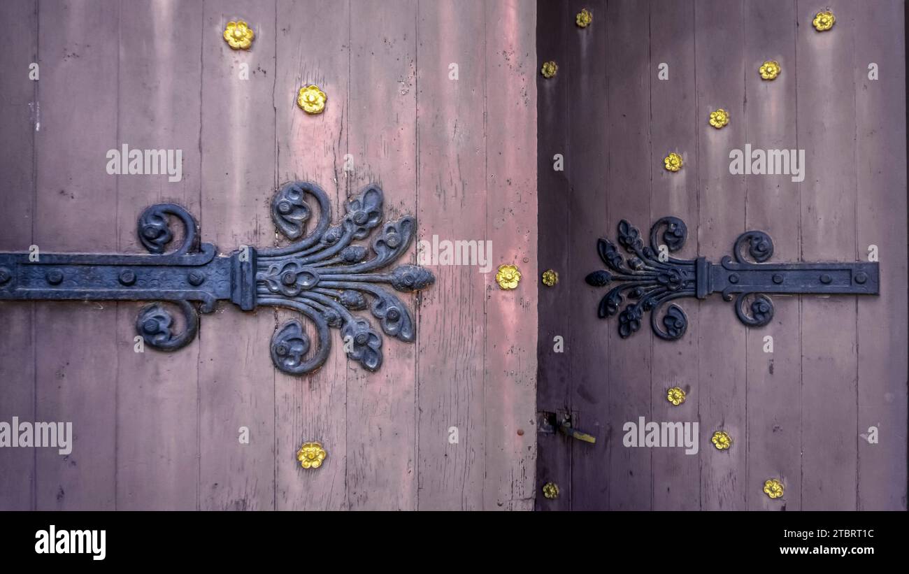 Ironwork of the church portal of the Église Saint Sylvestre in ...