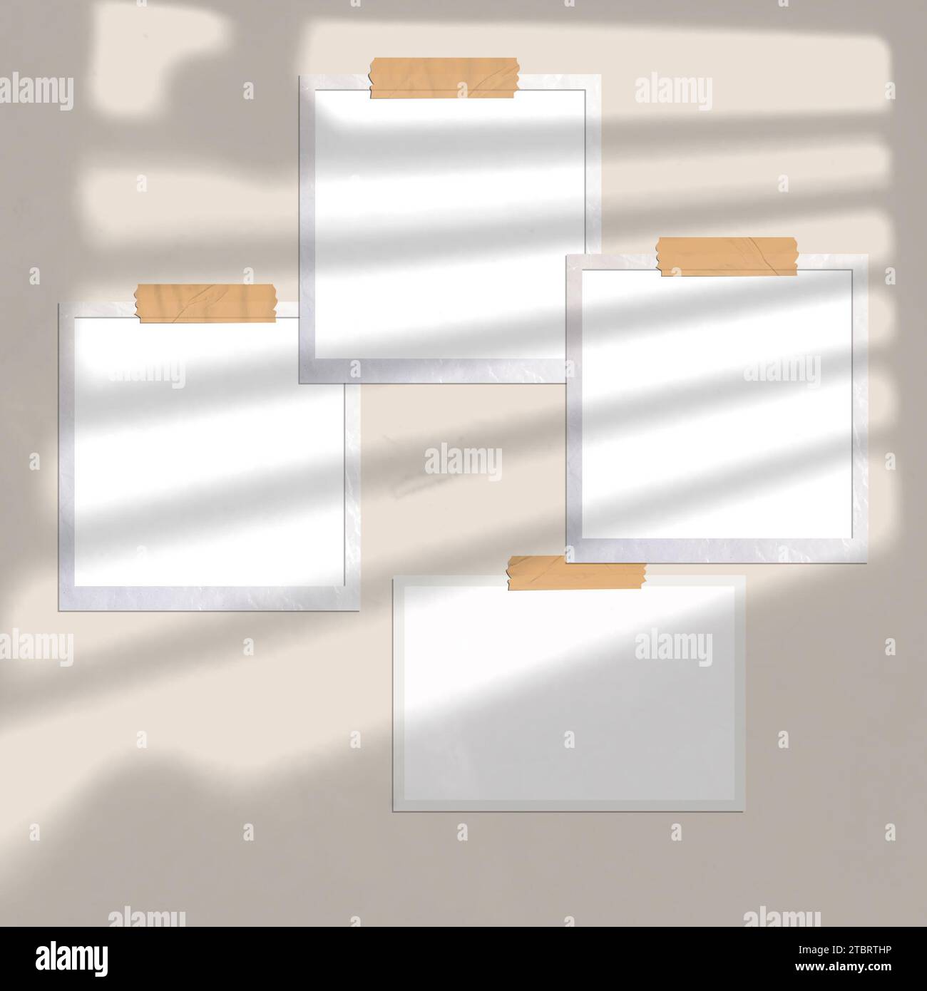 Polaroid vibe photo wall beside windows Stock Photo - Alamy
