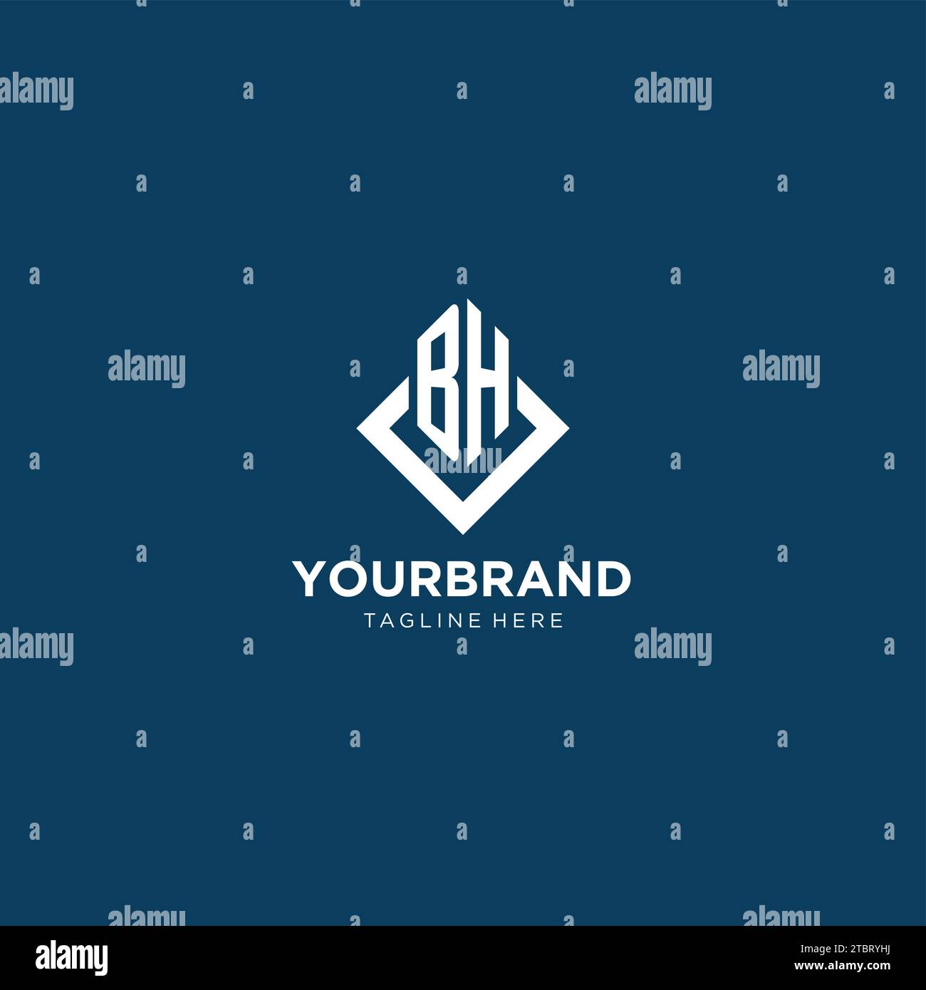 Initial BH logo square rhombus with lines, modern and elegant logo ...