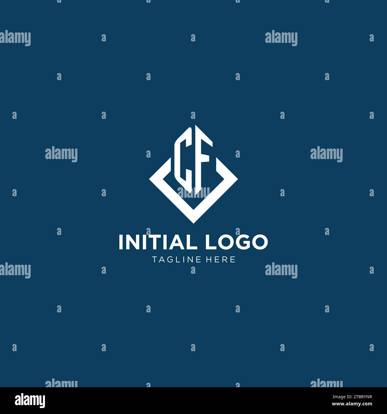 Initial CF logo square rhombus with lines, modern and elegant logo ...