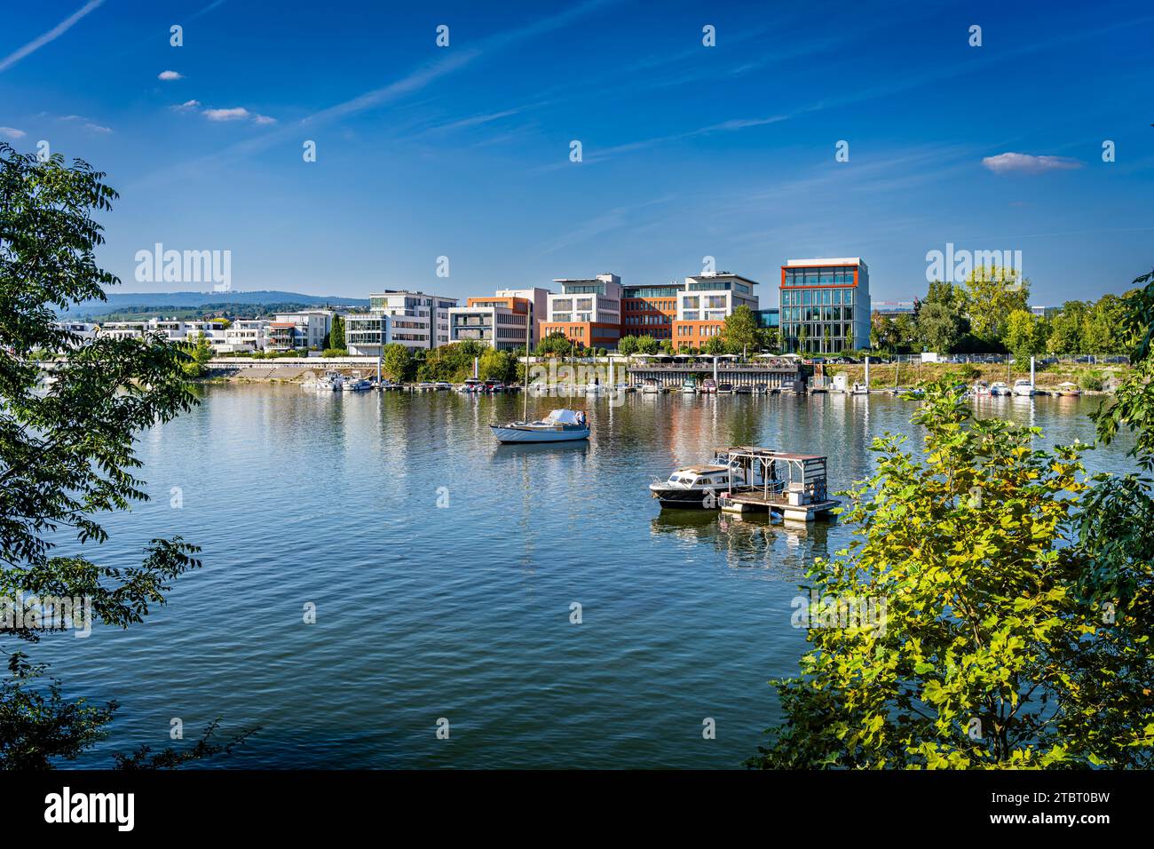 Germany, Hesse, Wiesbaden - Schierstein, Schiersteiner Hafen, local ...
