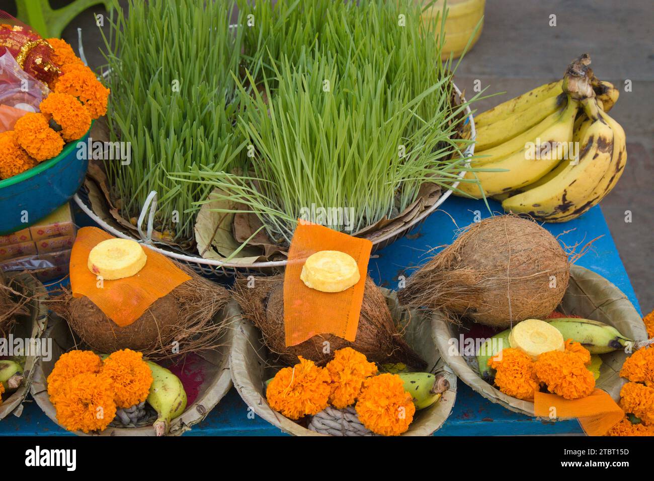 Nepal, Patan, Dashain festival, ritual offerings Stock Photo - Alamy
