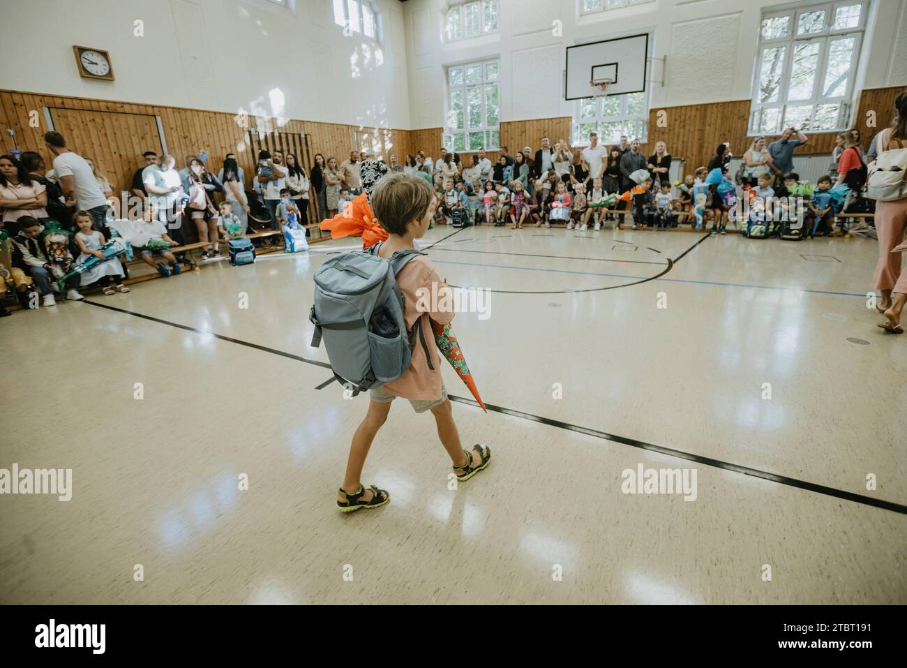 Boy at his school tour Stock Photo - Alamy
