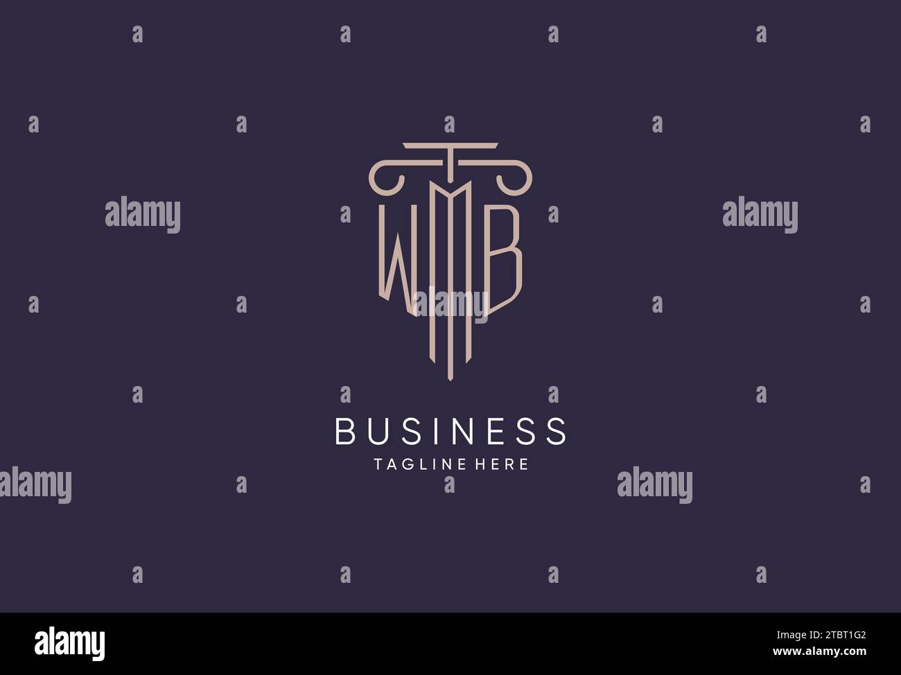 WB logo initial pillar design with luxury modern style best design for ...