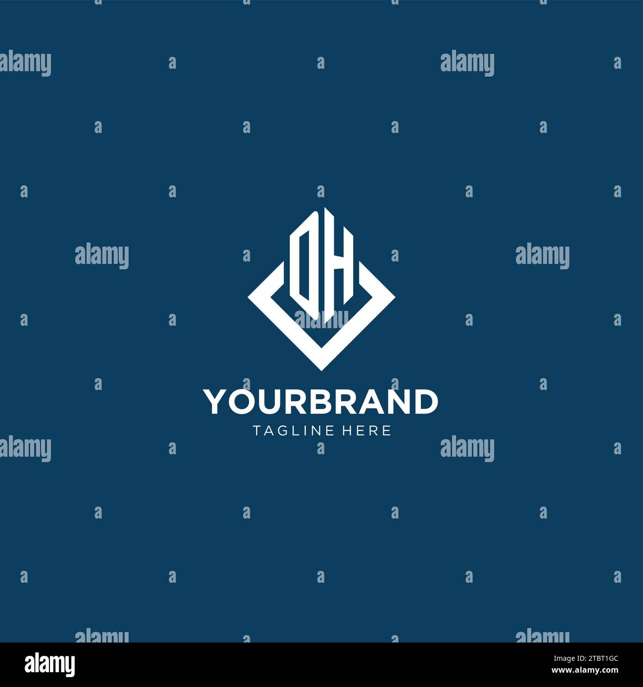 Initial DH logo square rhombus with lines, modern and elegant logo ...