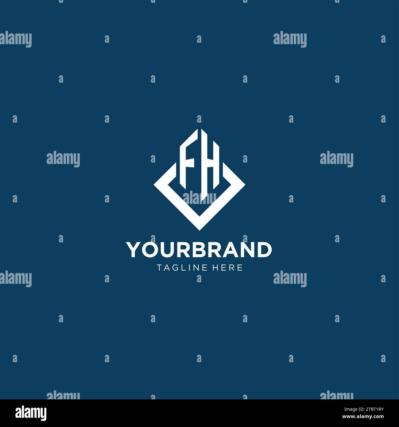 Initial FH logo square rhombus with lines, modern and elegant logo ...