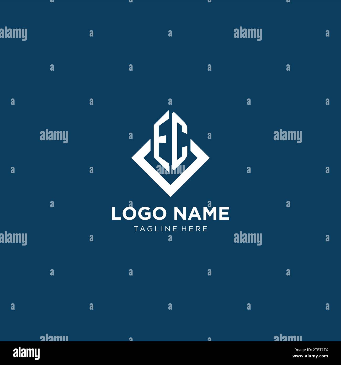 Initial EC logo square rhombus with lines, modern and elegant logo ...