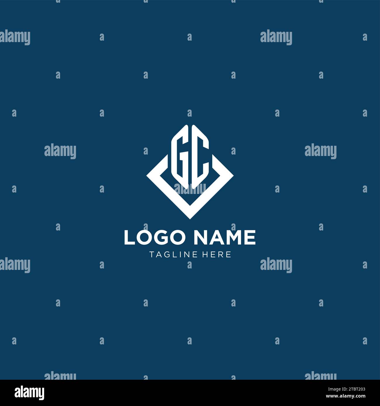 Initial GC logo square rhombus with lines, modern and elegant logo ...