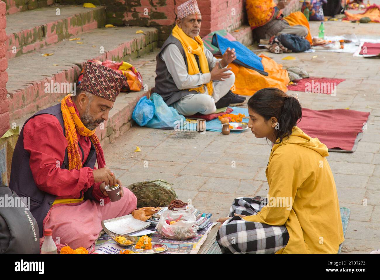 Nepal, Patan, Dashain festival, people, puja, ceremony, hinduism Stock ...