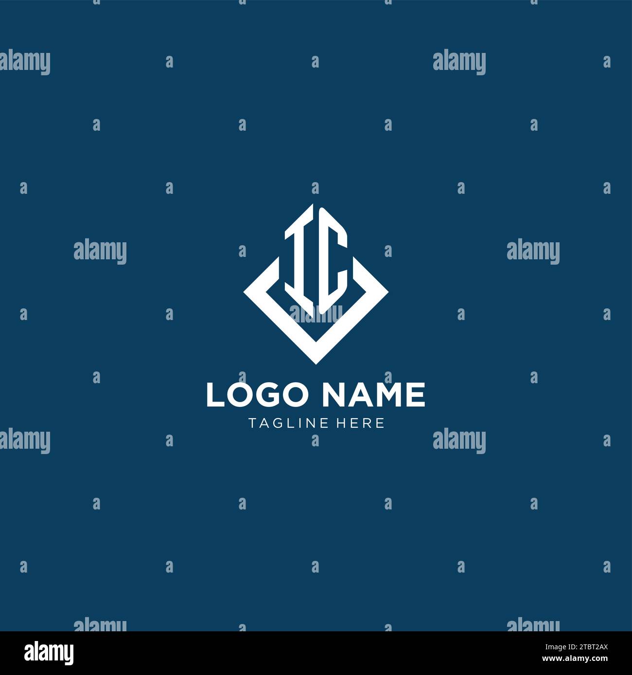 Initial IC logo square rhombus with lines, modern and elegant logo ...