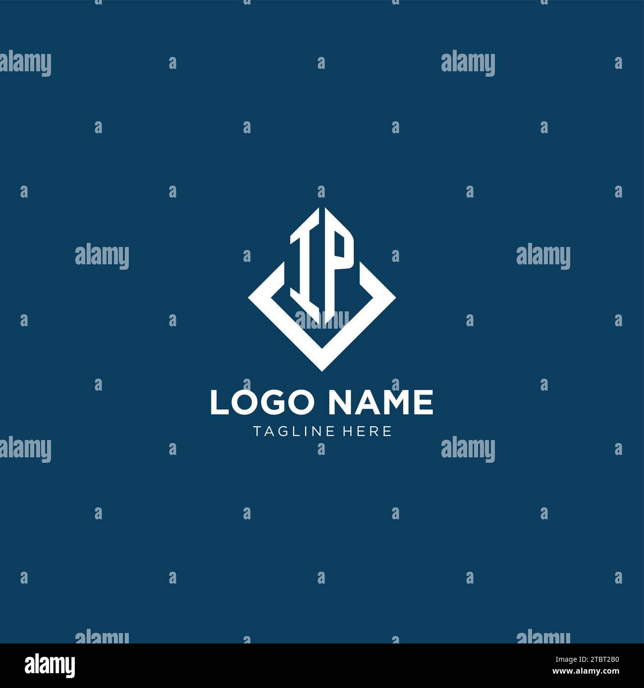 Initial IP logo square rhombus with lines, modern and elegant logo ...
