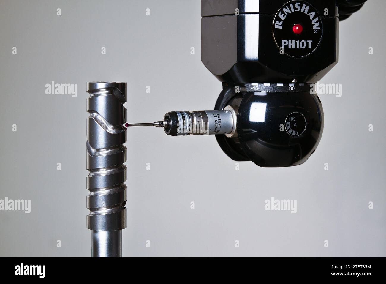 Precision Engineering Tool Inspecting Cylindrical Component Stock Photo ...