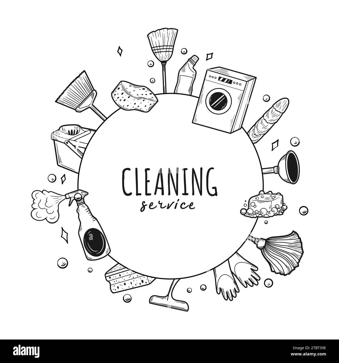 Bucket and brush sketch cleaning hi-res stock photography and images ...