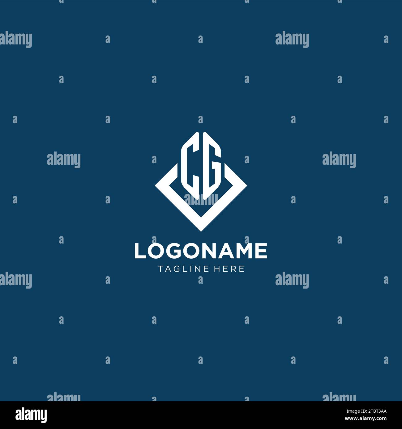 Initial CG logo square rhombus with lines, modern and elegant logo ...