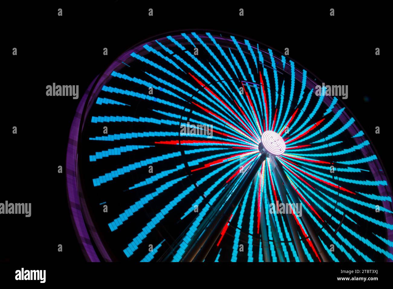 Low View Vibrant Ferris Wheel Lights in Motion at Pigeon Forge Night ...
