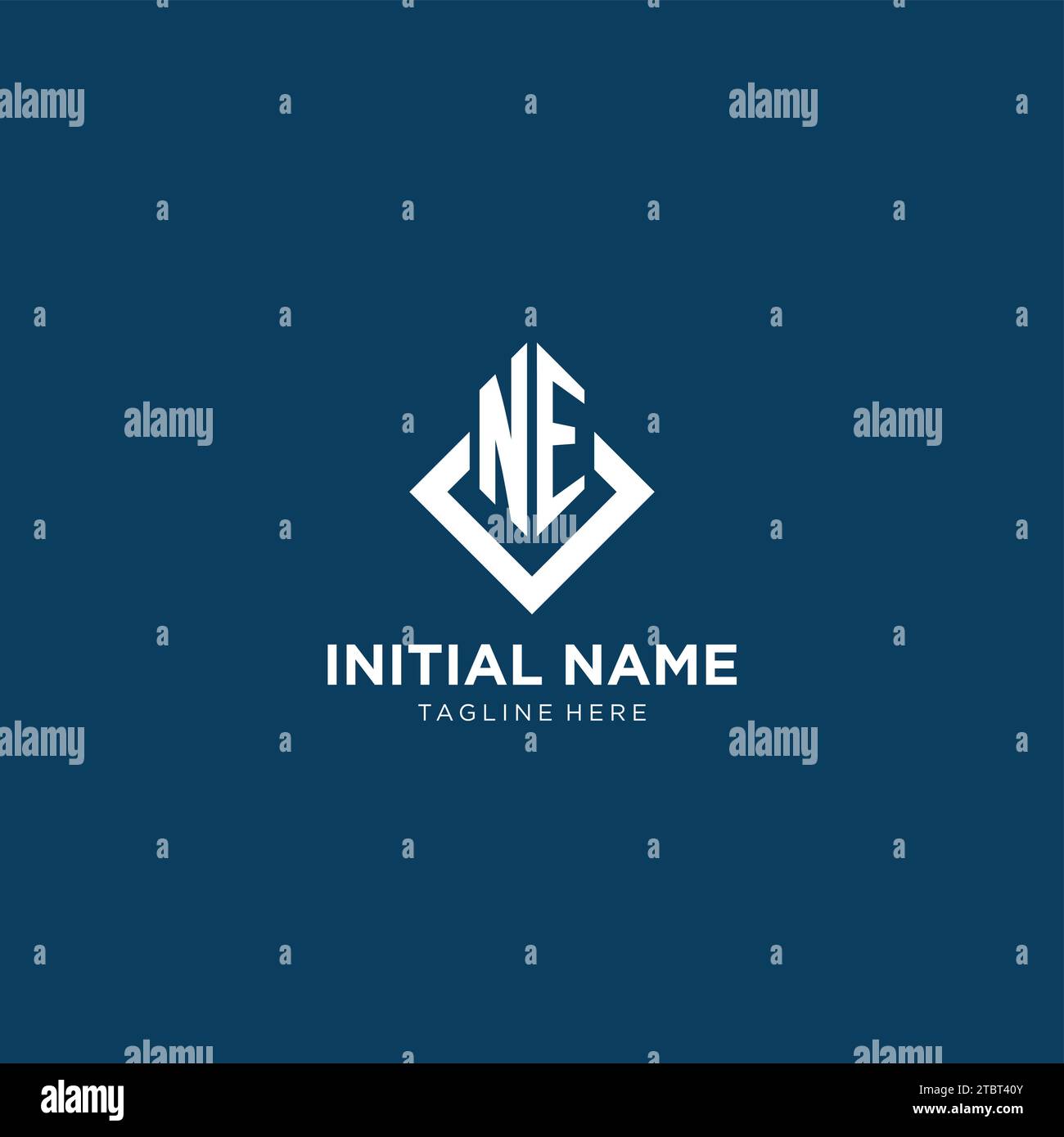 Initial NE logo square rhombus with lines, modern and elegant logo ...