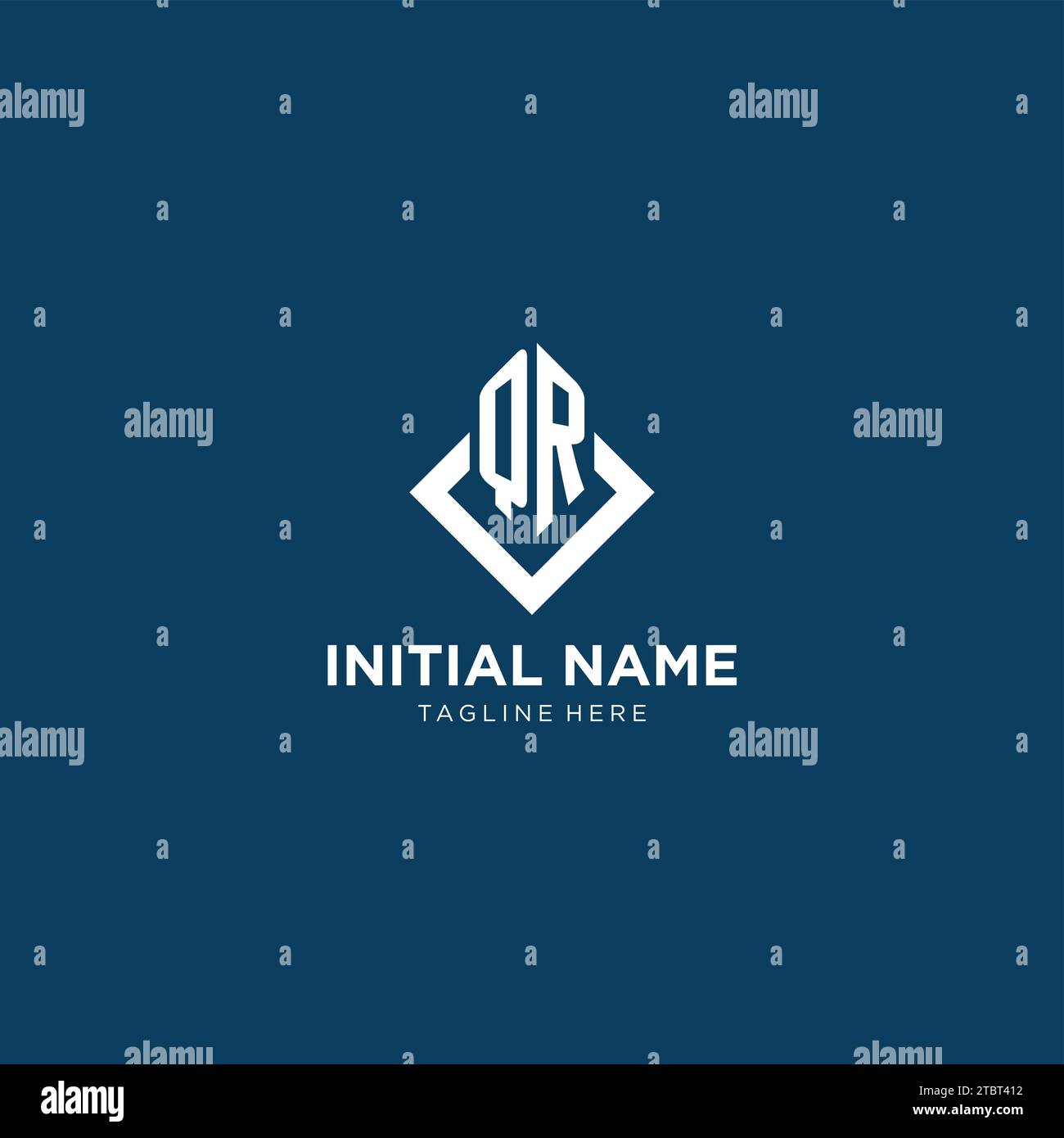 Initial QR logo square rhombus with lines, modern and elegant logo ...