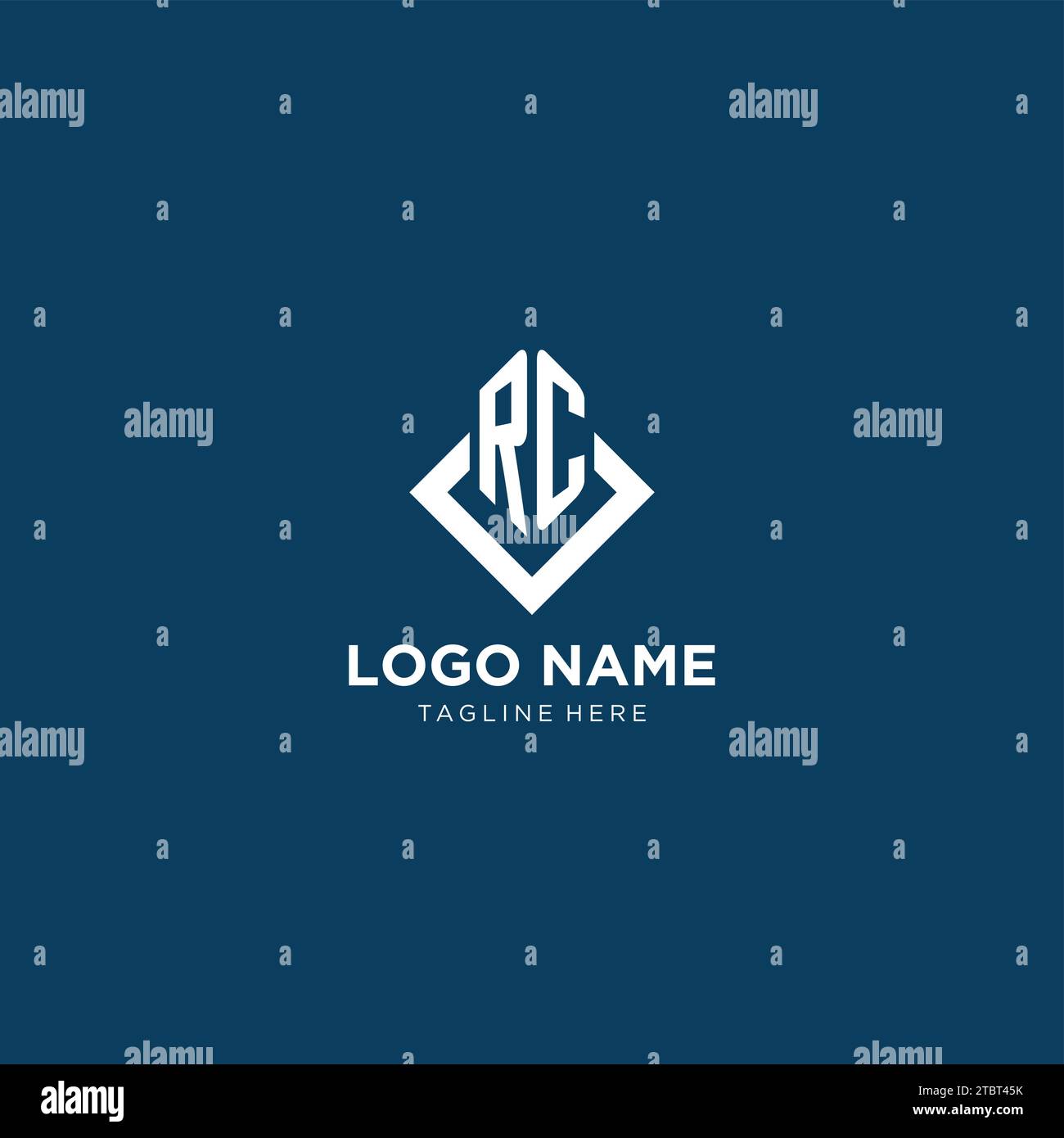 Initial RC logo square rhombus with lines, modern and elegant logo ...