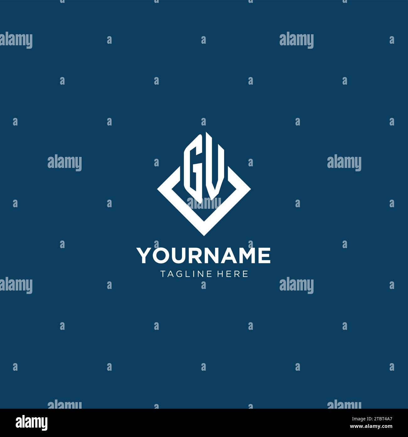Initial GV logo square rhombus with lines, modern and elegant logo ...