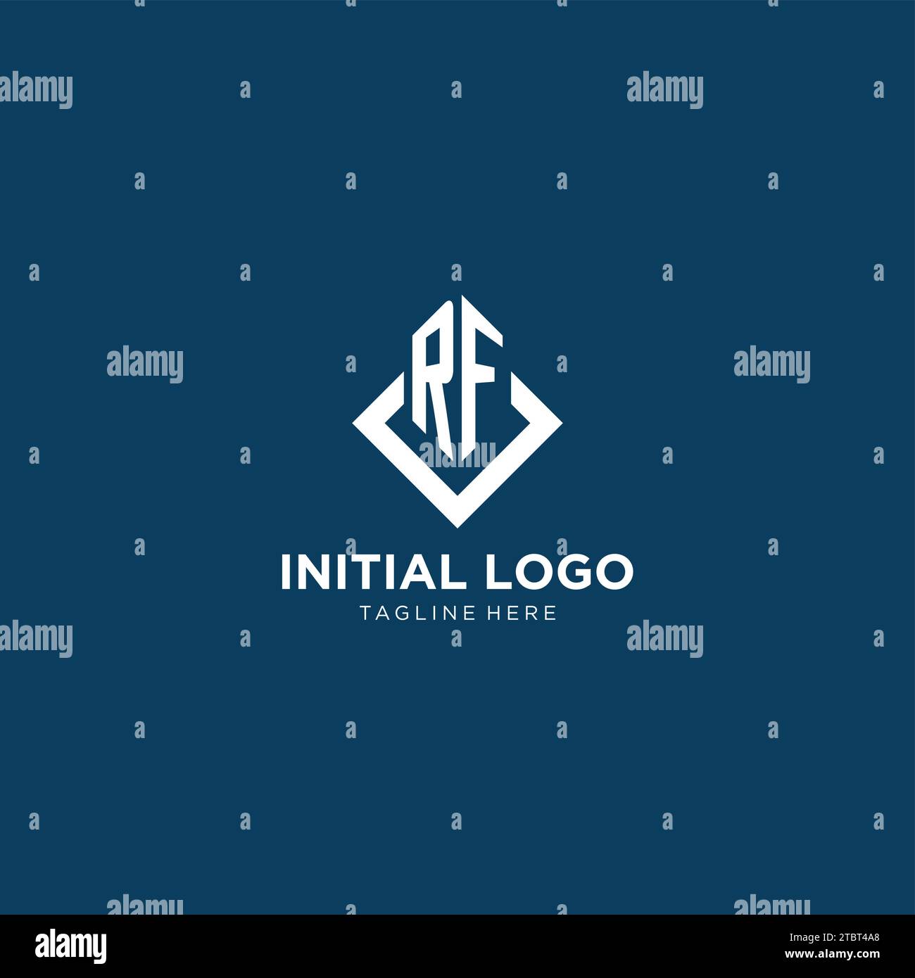 Initial RF logo square rhombus with lines, modern and elegant logo ...