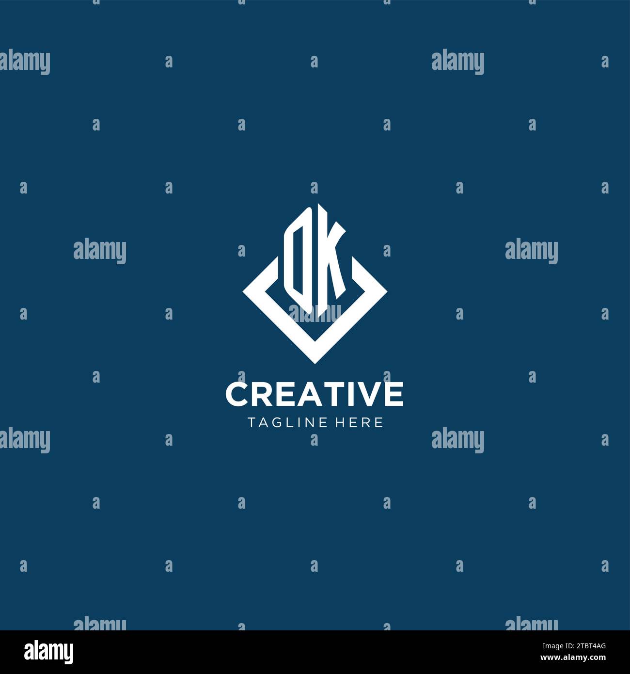 Initial OK logo square rhombus with lines, modern and elegant logo ...