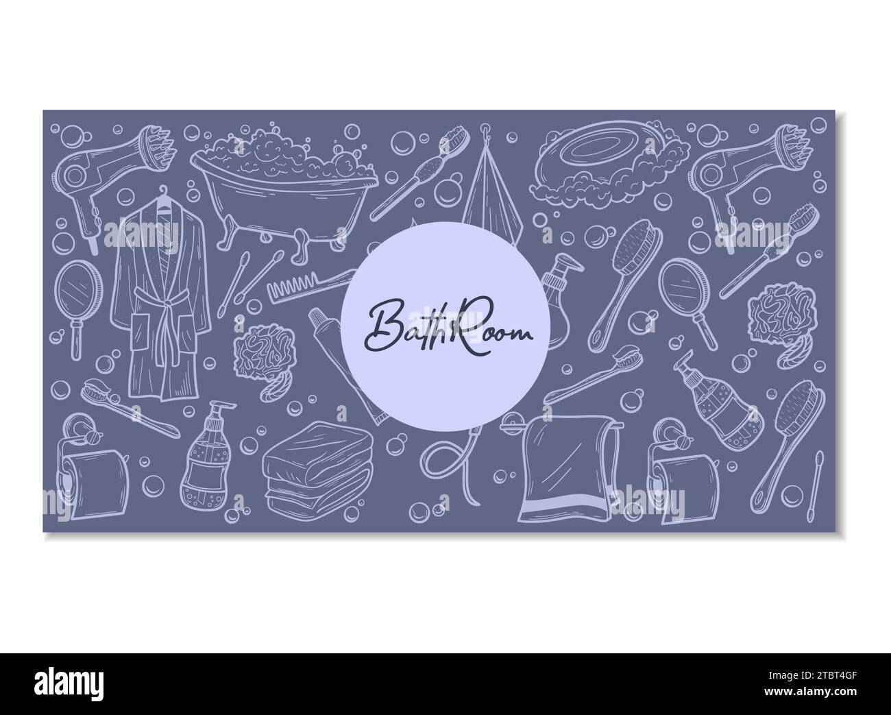 Hand drawn color Bathroom icons set. Vector illustration home bath ...