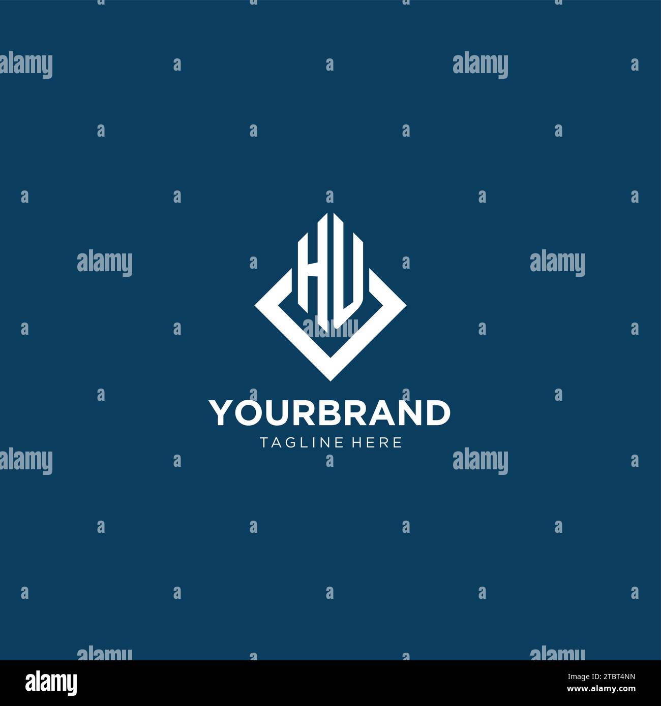 Initial HU logo square rhombus with lines, modern and elegant logo ...