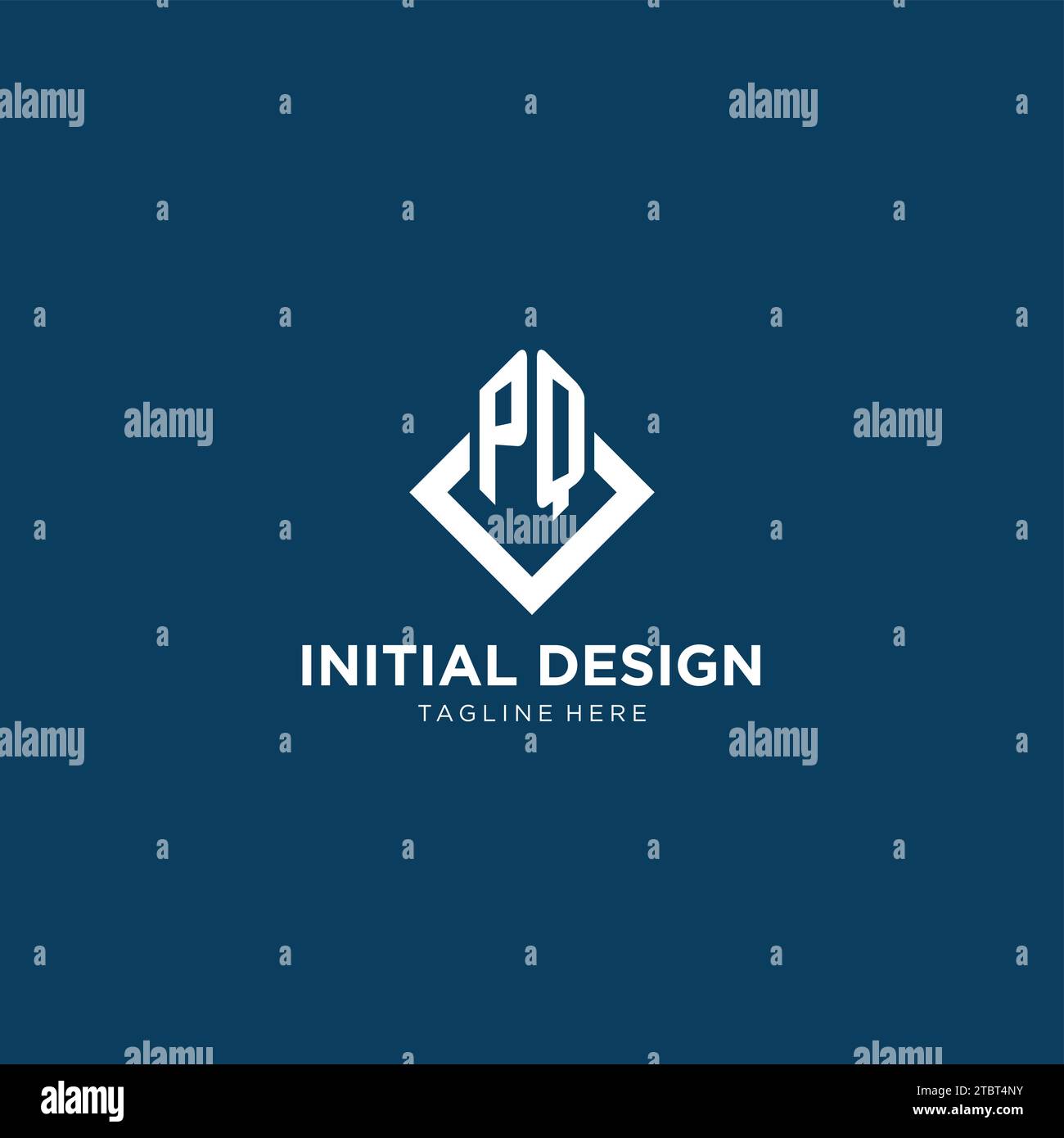 Initial PQ logo square rhombus with lines, modern and elegant logo ...