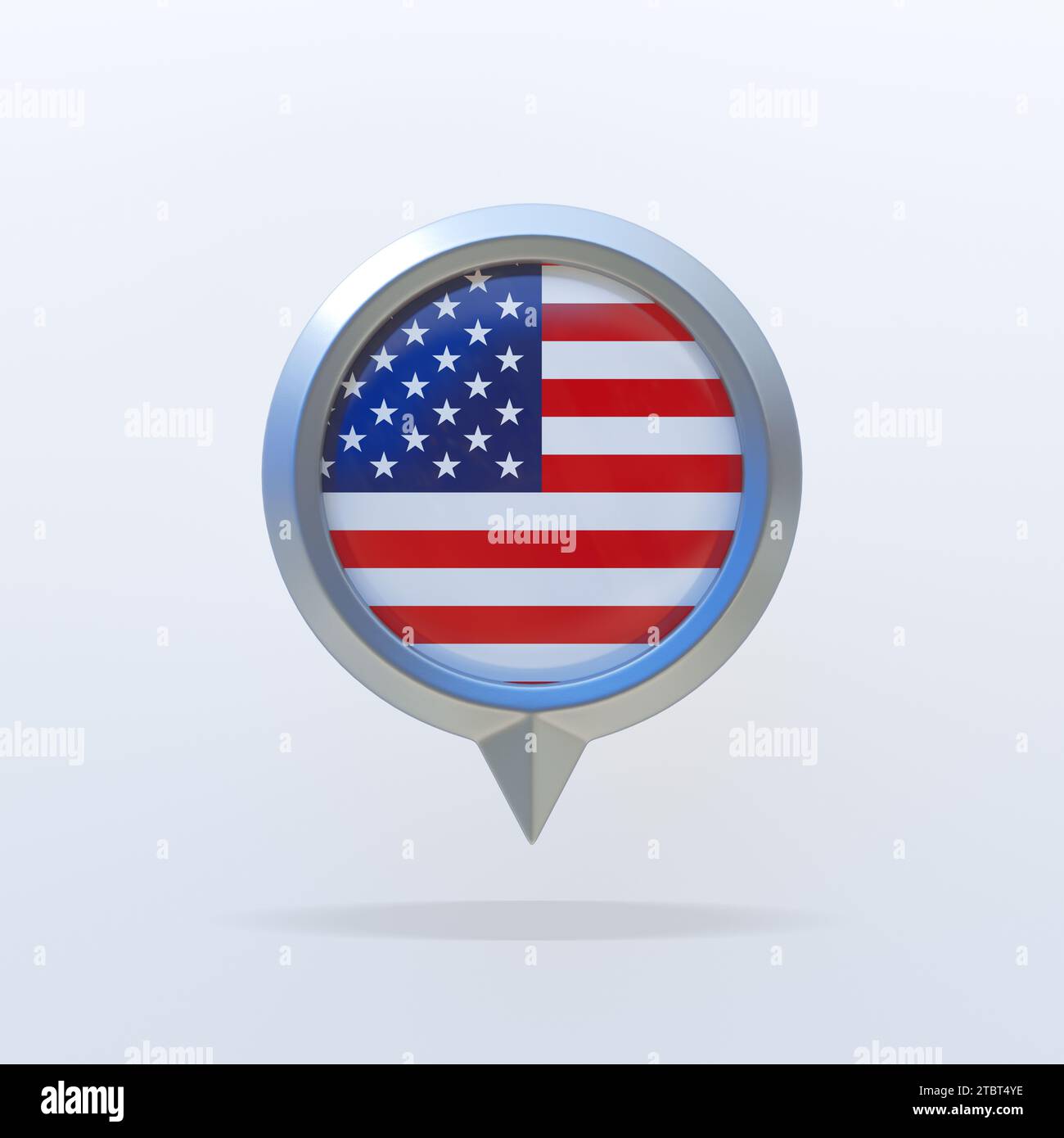 Metallic icon of the state flag of United State of America with a ...