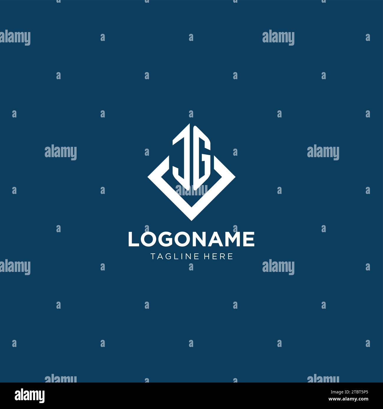 Initial JG logo square rhombus with lines, modern and elegant logo ...