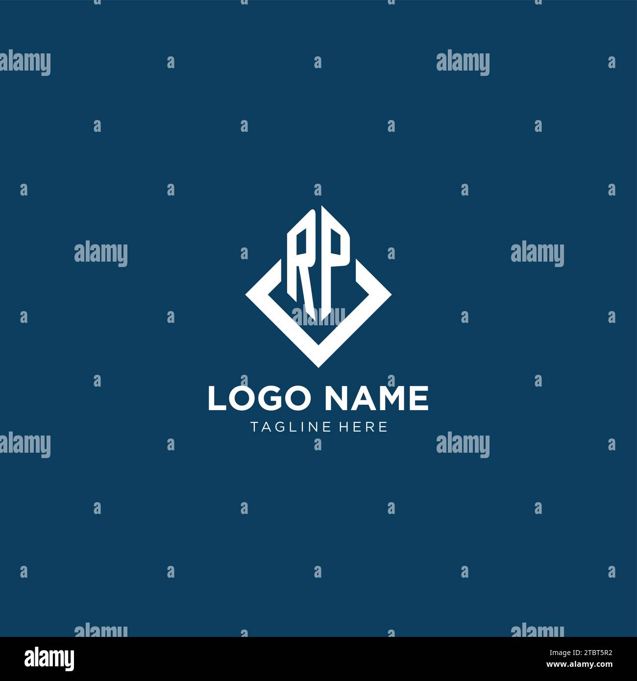 Initial RP logo square rhombus with lines, modern and elegant logo ...