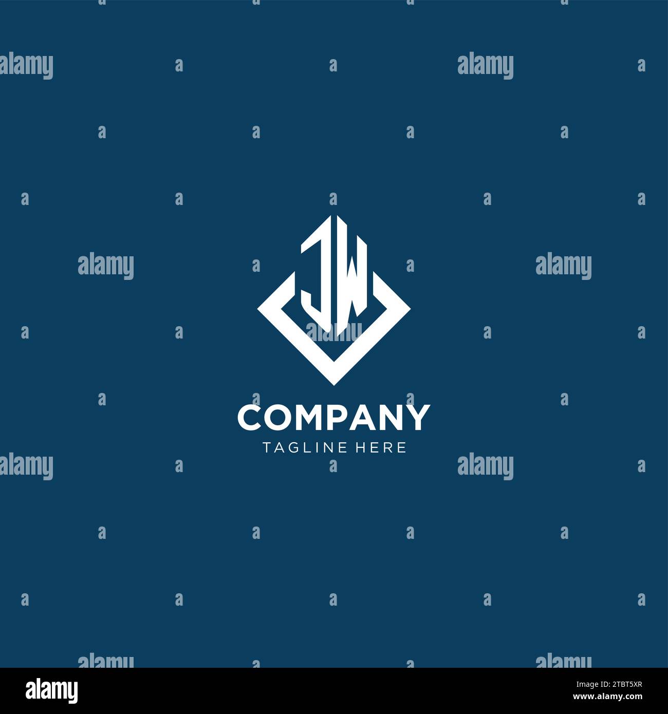 Initial JW logo square rhombus with lines, modern and elegant logo ...