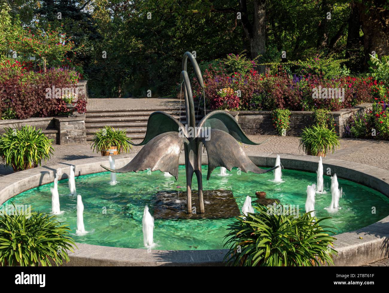 Fountain in the park on the island of mainau hi-res stock photography ...