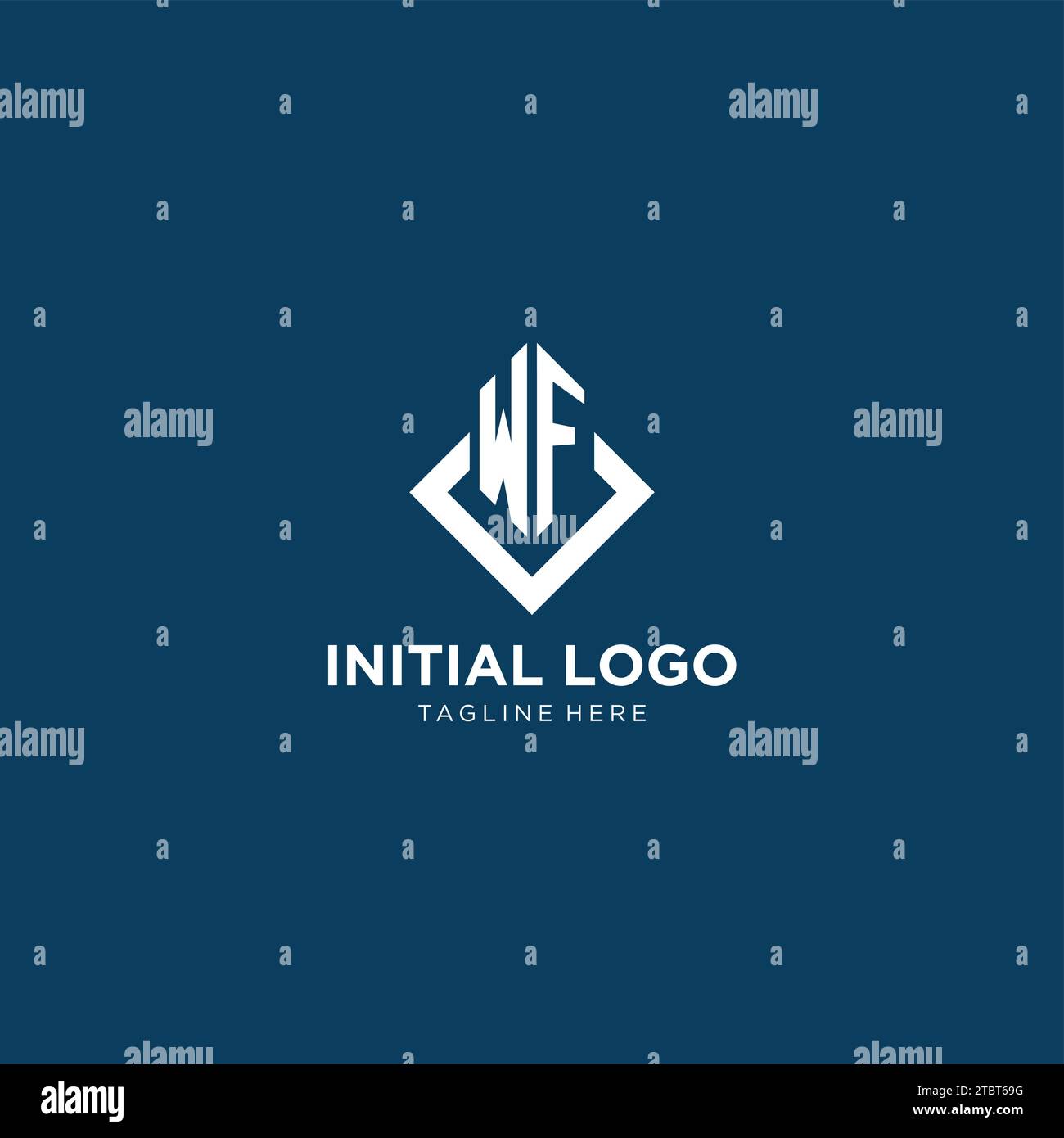 Initial WF logo square rhombus with lines, modern and elegant logo ...