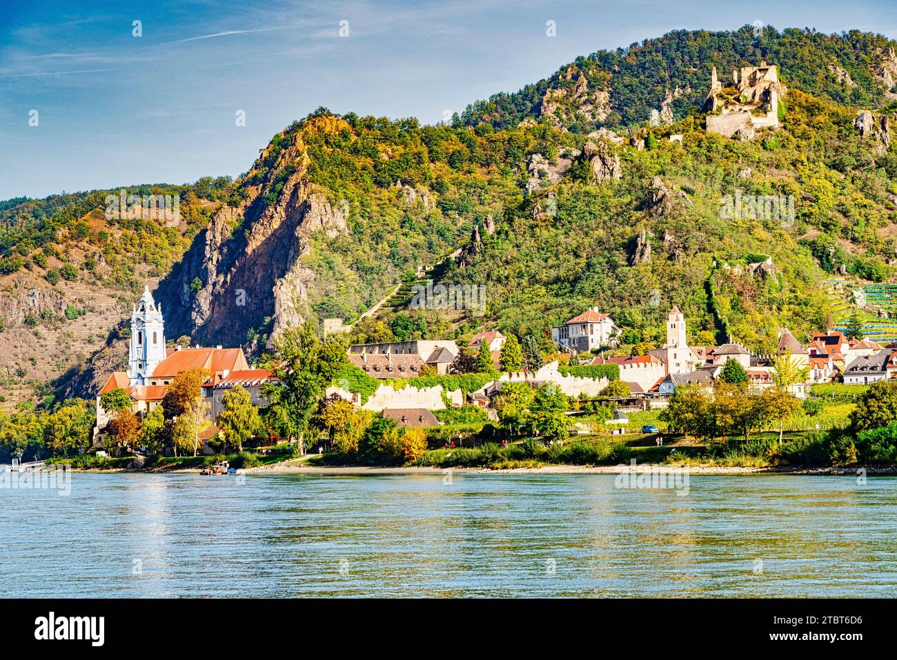 Austria, Lower Austria, Wachau, Dürnstein Castle Ruins, Dürnstein Abbey ...