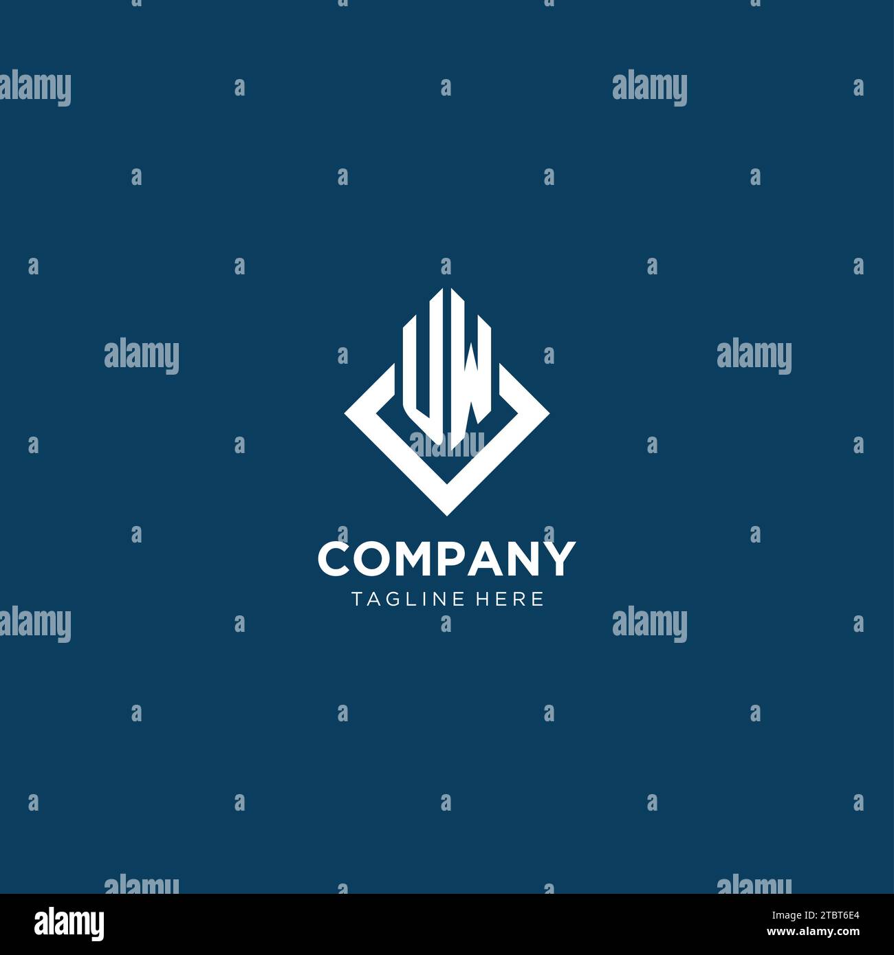 Initial UW logo square rhombus with lines, modern and elegant logo ...