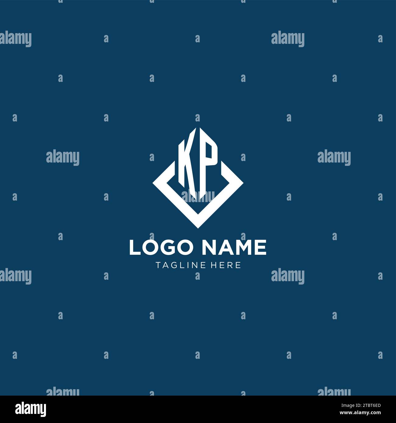 Initial KP logo square rhombus with lines, modern and elegant logo ...